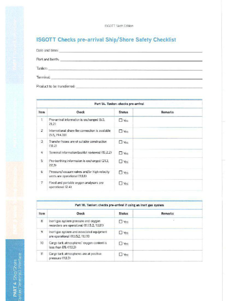 ISGOTT 6th - Check List | PDF
