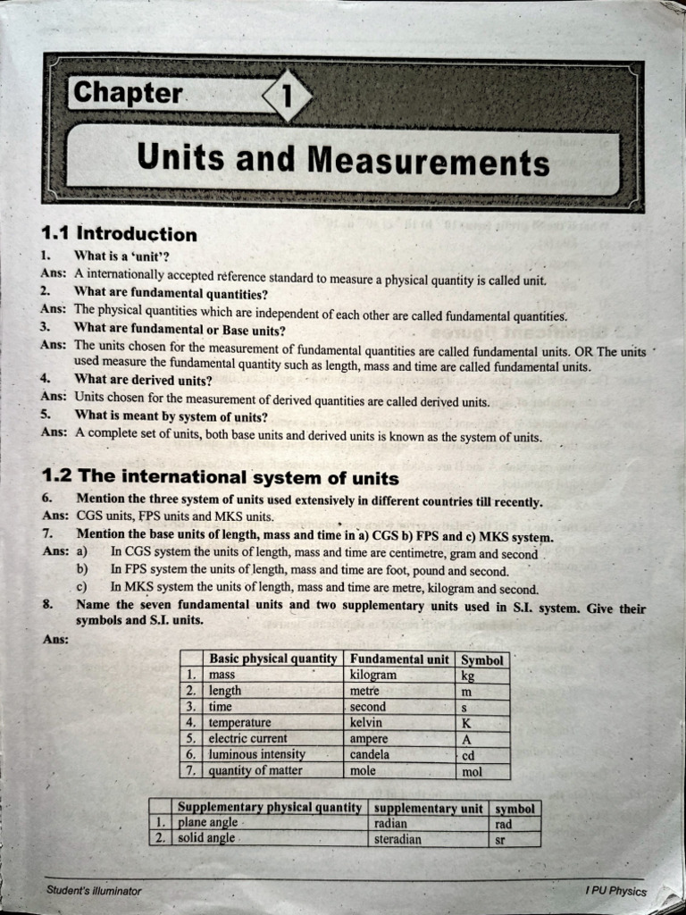UNITS AND MEASUREMENTS | PDF | International System Of Units ...