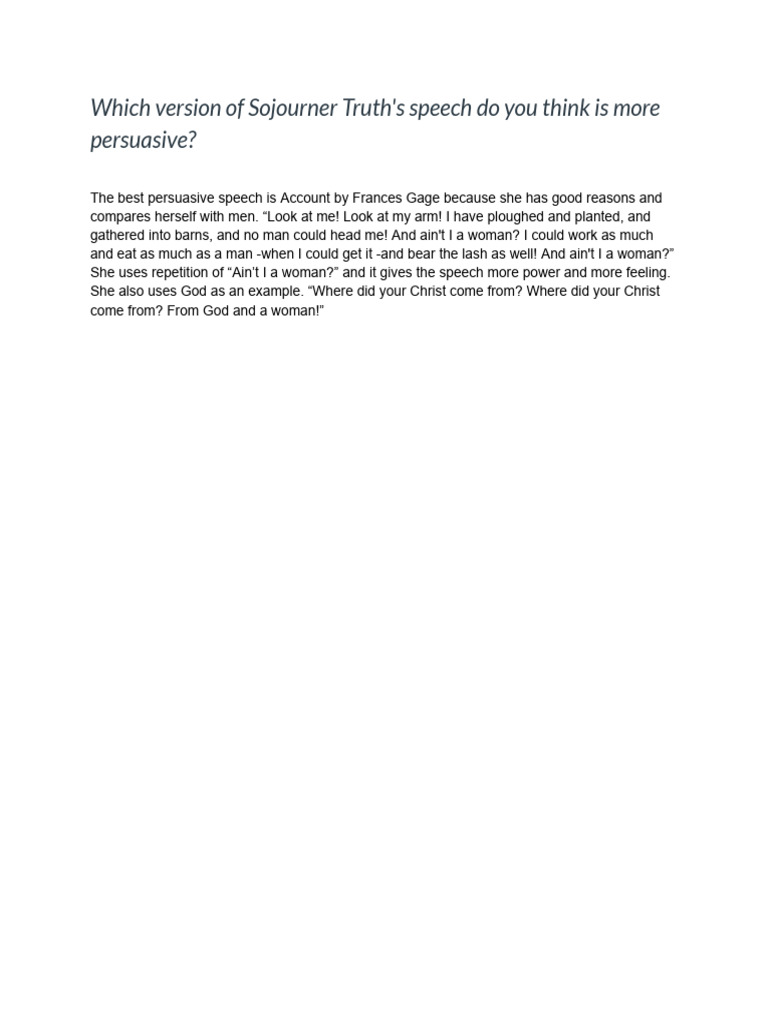 Speech To The Ohio Women's Conference (Short Constructed Response) | PDF