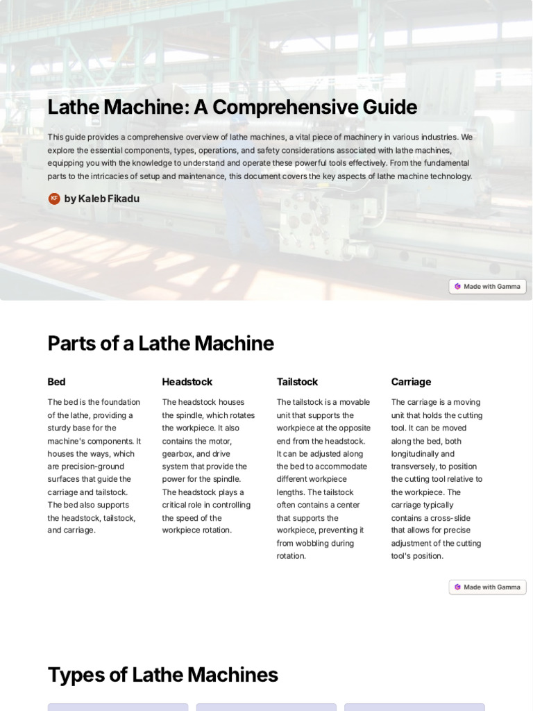 Lathe Machine A Comprehensive Guide | PDF | Machining | Manufactured Goods
