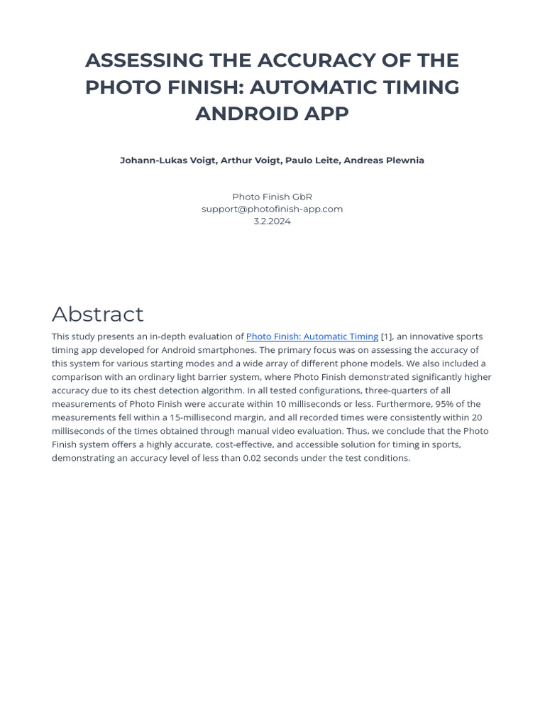 Assessing The Accuracy of The Photo Finish Timing App | PDF ...