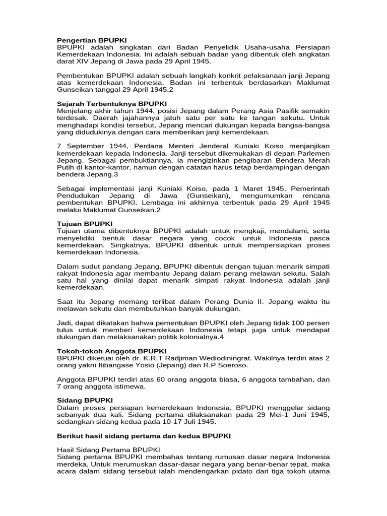 Pengertian BPUPKI | PDF