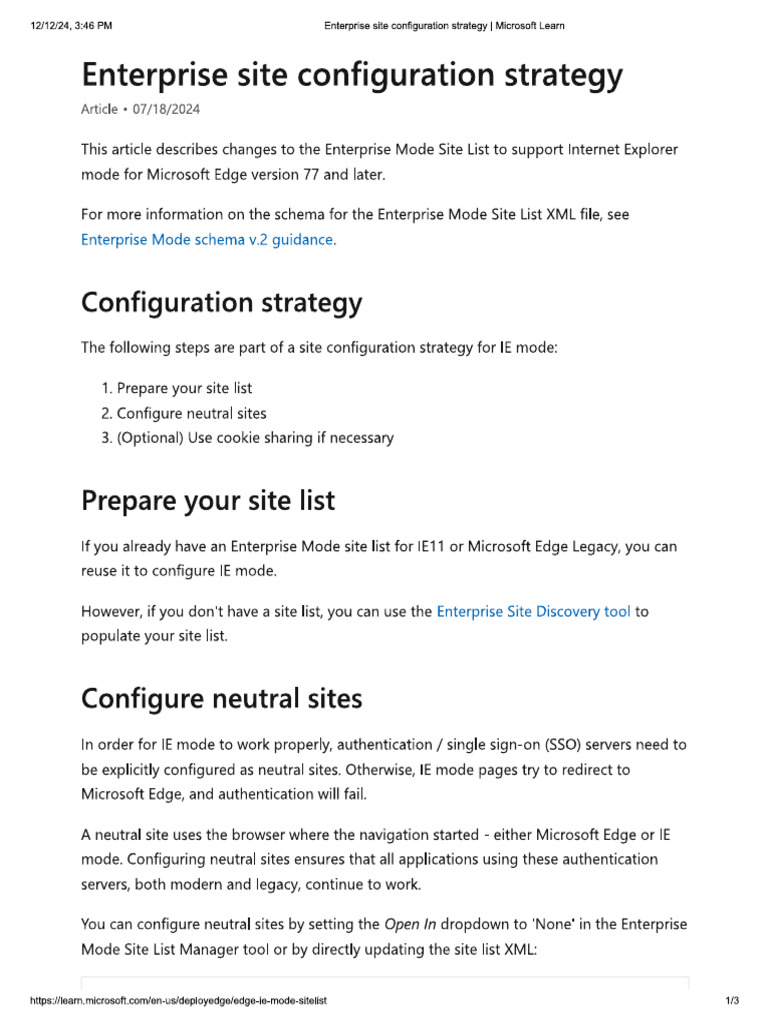 Enterprise Site Configuration Strategy | PDF