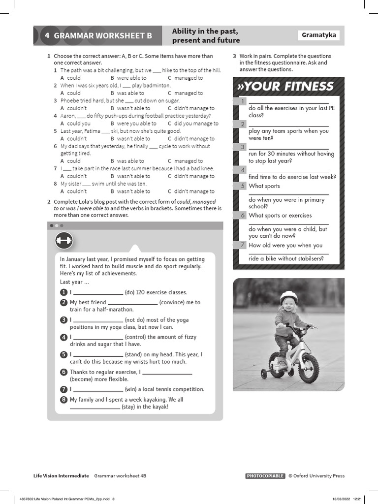Life Vision Int Gram Worksheet B U4 | PDF