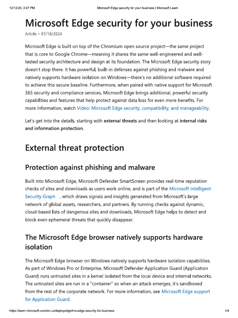 Microsoft Edge Security For Your Business Pdf