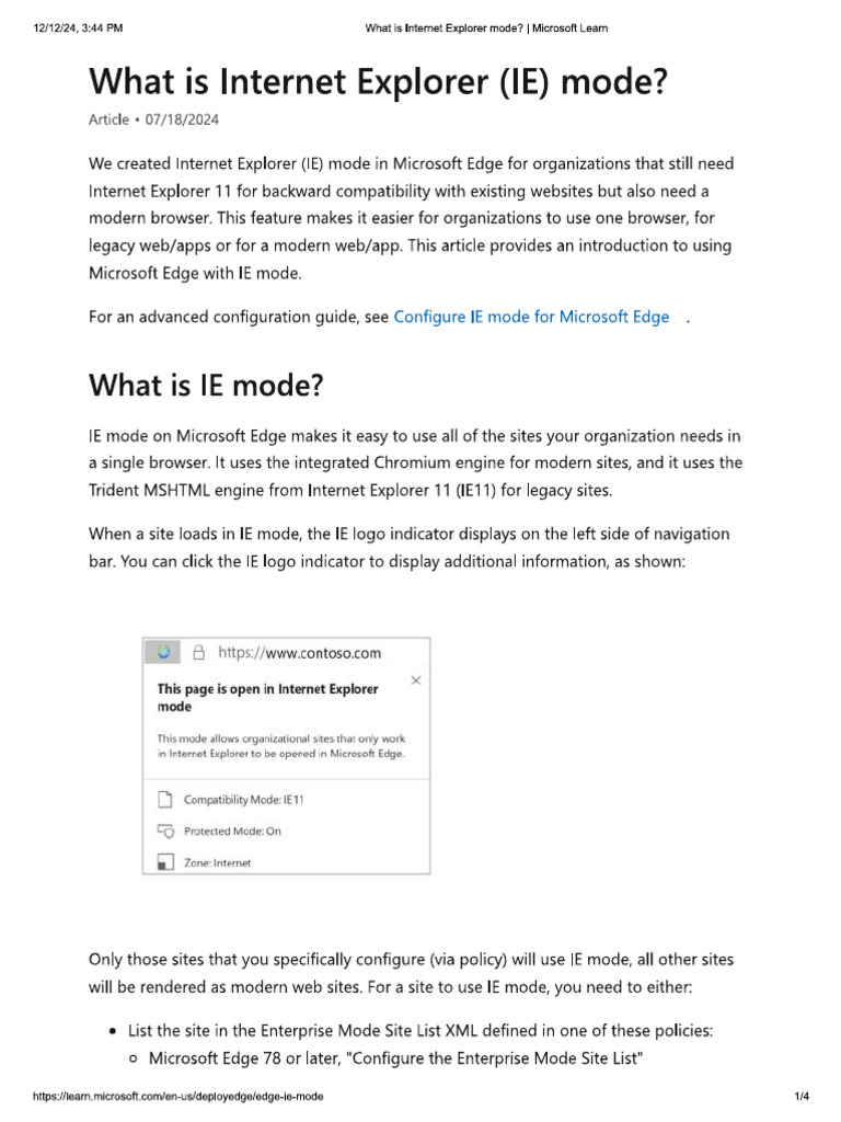 What Is Internet Explorer Ie Mode Pdf