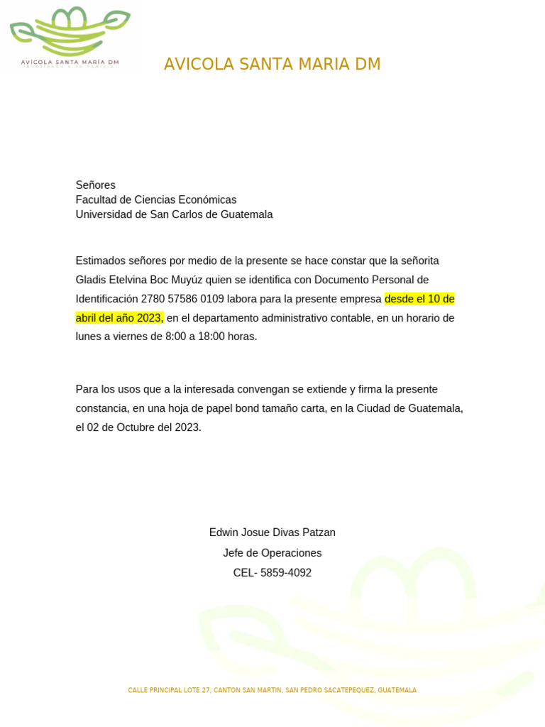 Carta Constancia U | PDF