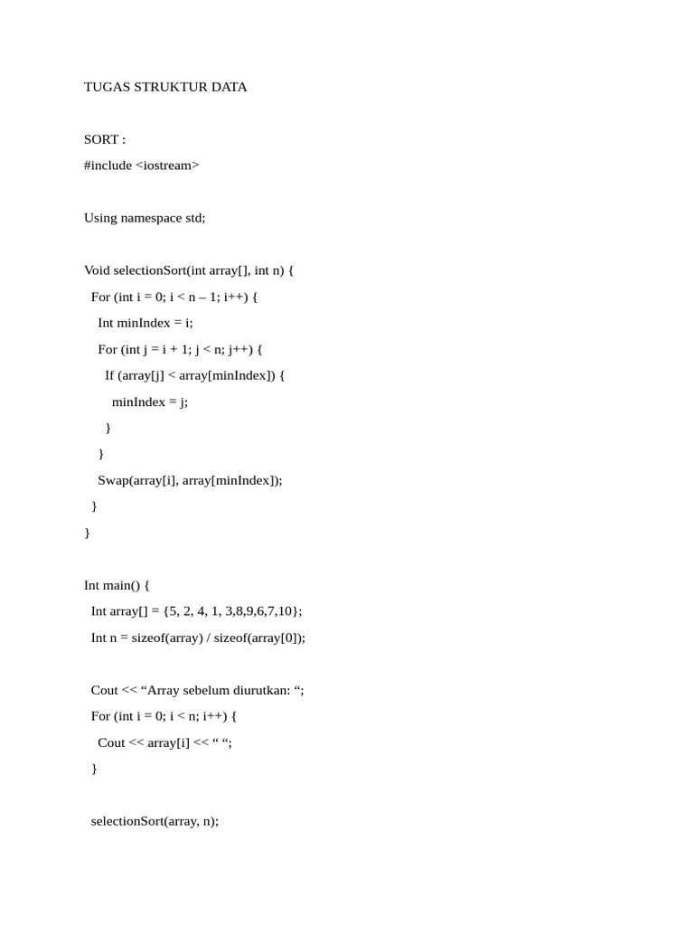 Tugas Struktur Data SELECTION Dan Marge | PDF