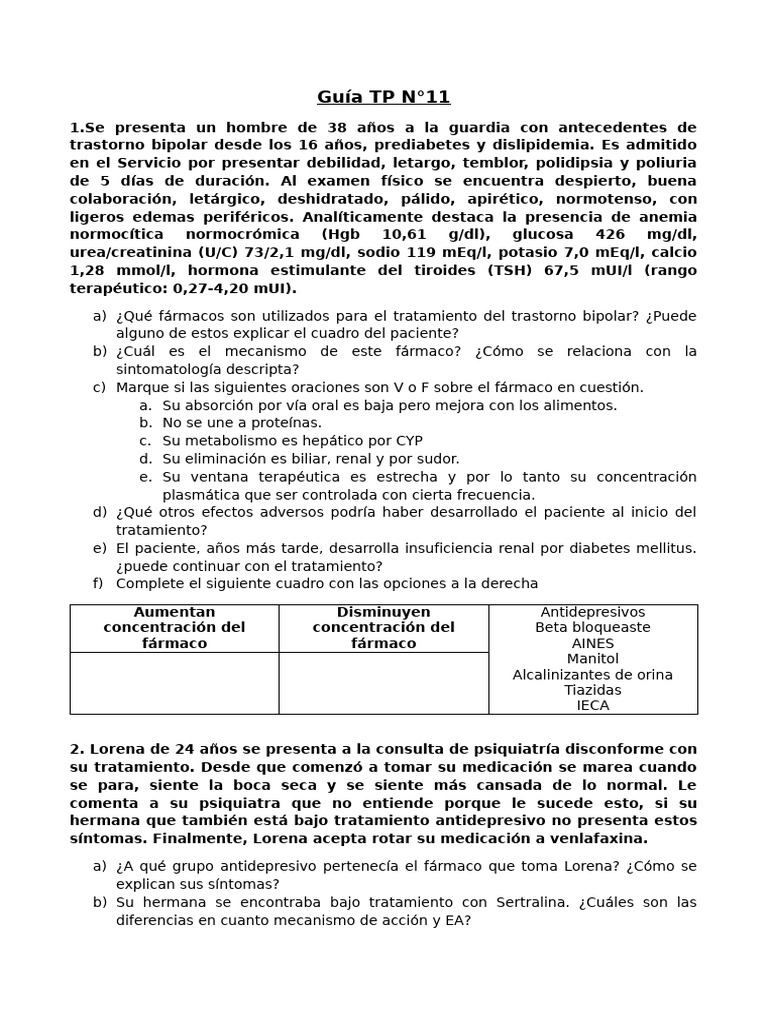 Guía TP N11 | PDF | Antidepresivo | Inhibidor selectivo de la recaptación de serotonina