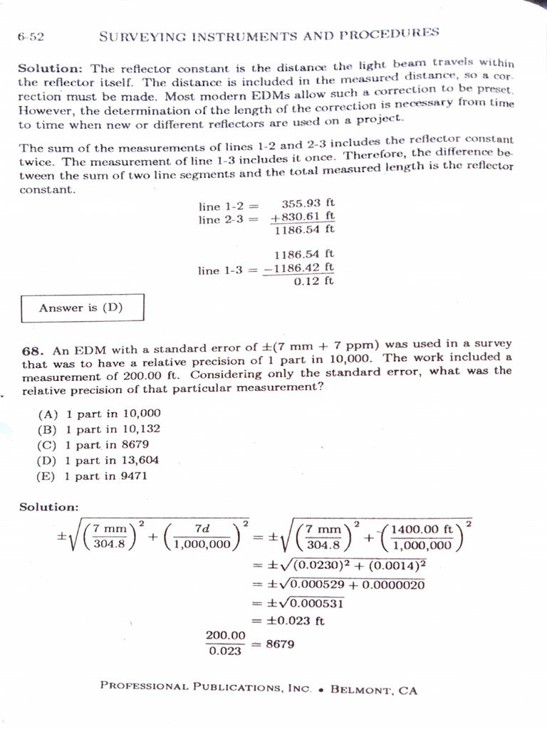 1001 Survey Solved Problems Part 20 | PDF | Errors And Residuals | Observational Error