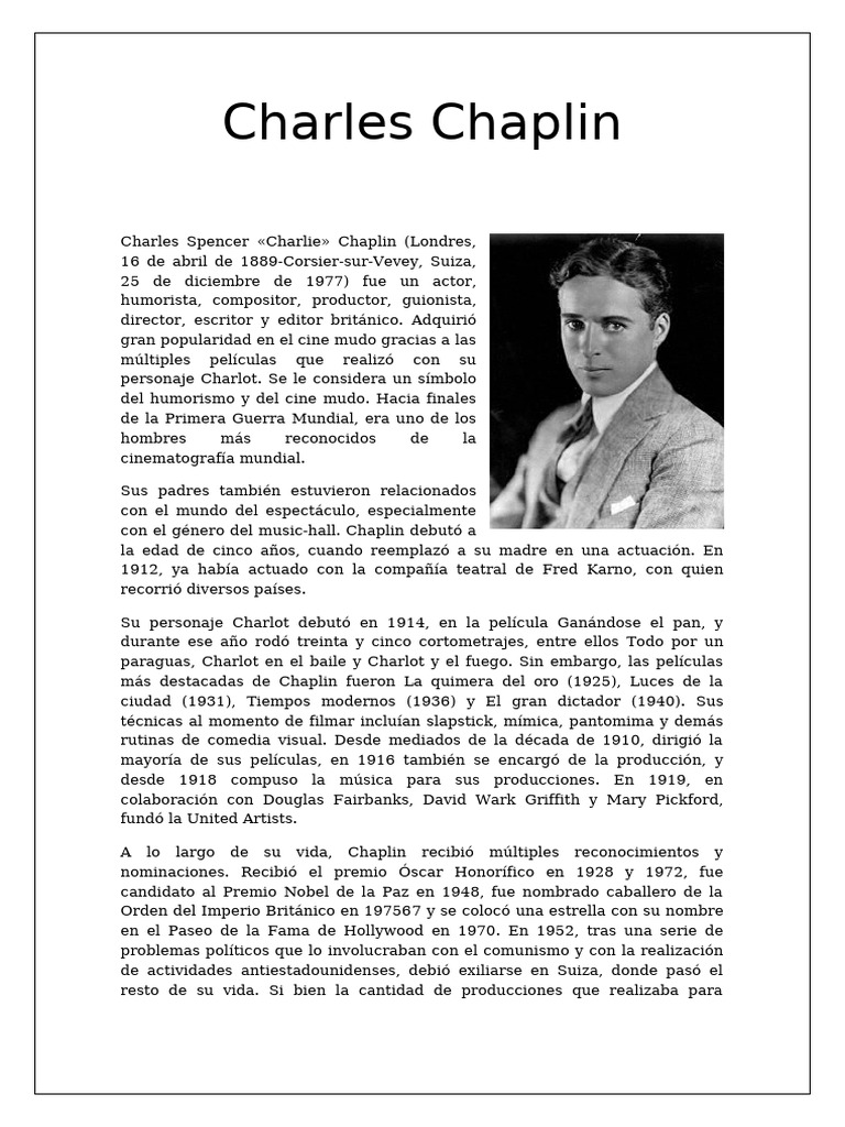 Charles Chaplin | PDF | Charlie Chaplin