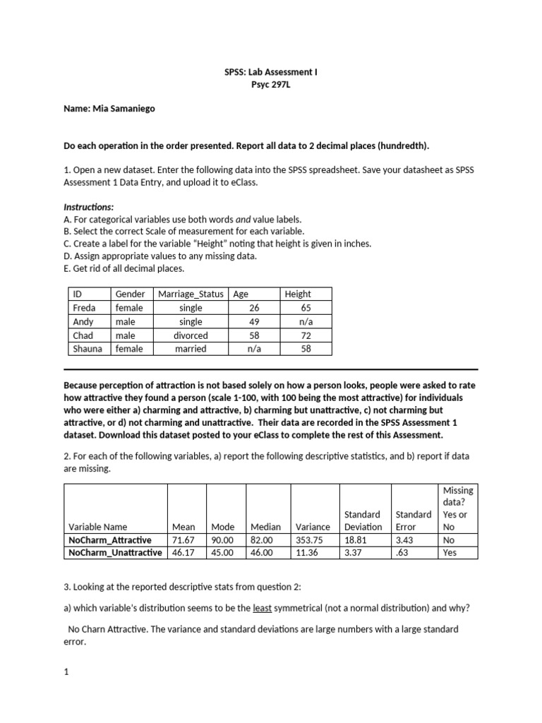 SPSS Assessment 1b | PDF | Histogram | Normal Distribution