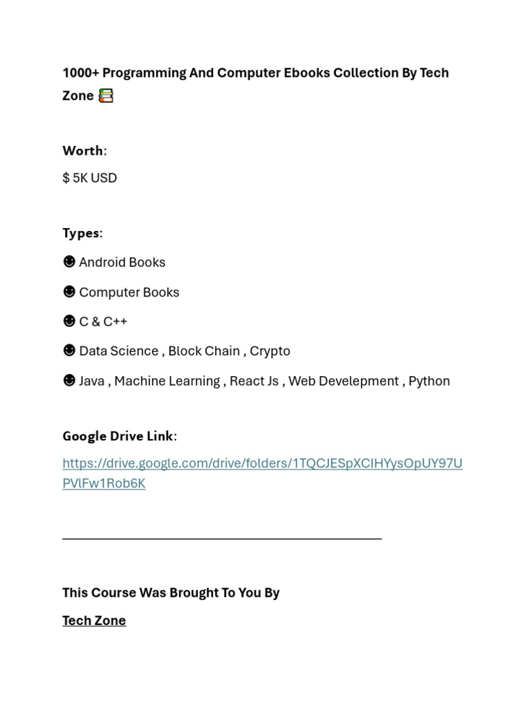 1000 Programming and Computer Ebooks Collection by Tech Zone | PDF