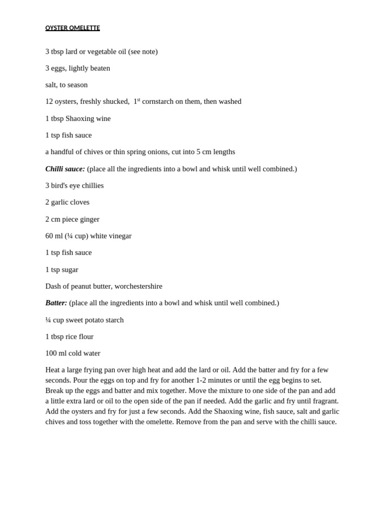 Oyster Omelette | PDF