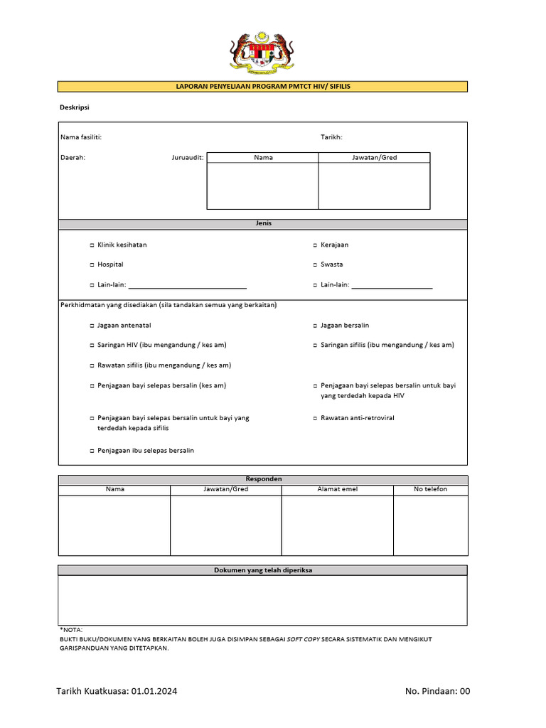 Bkaj BK Ka1 1 Laporan Penyeliaan Program PMTCT Hiv Sifilis | PDF