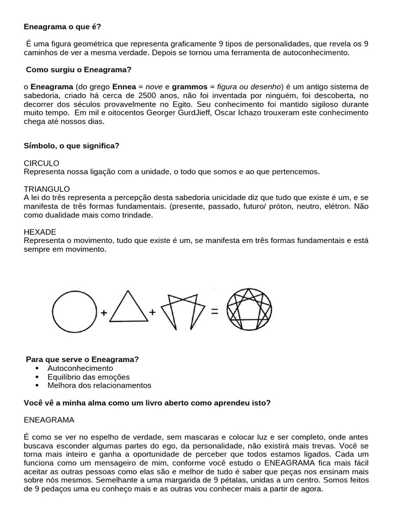 Eneagrama: Guia de Autoconhecimento e Tipos de Personalidade | PDF ...