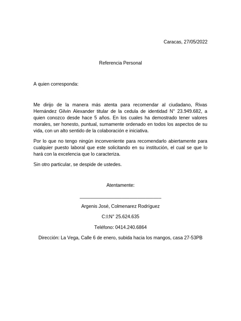 Argenis Referencia | PDF