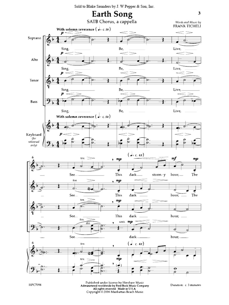 Earth Song SATB | PDF