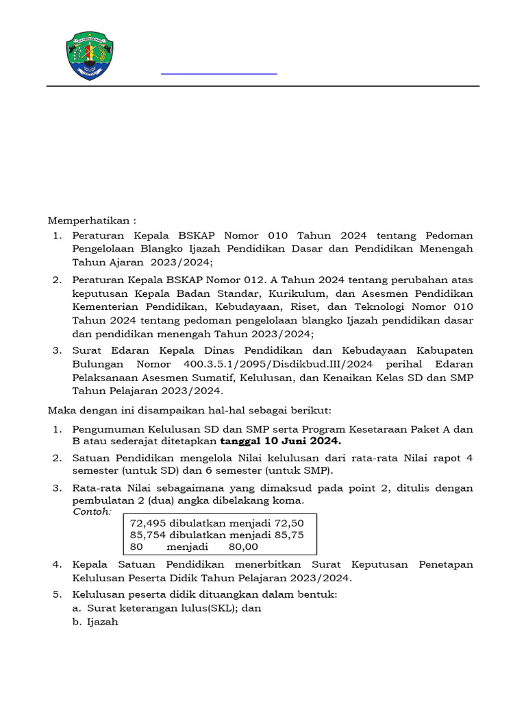 EDARAN LAPORAN Kelulusan SD-SMP 2023-2024 Final-1 | PDF