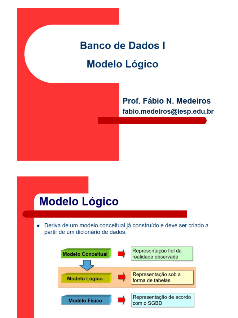 Modelo Lógico Relacional de Dados | PDF | Modelo relacional | Bancos de ...