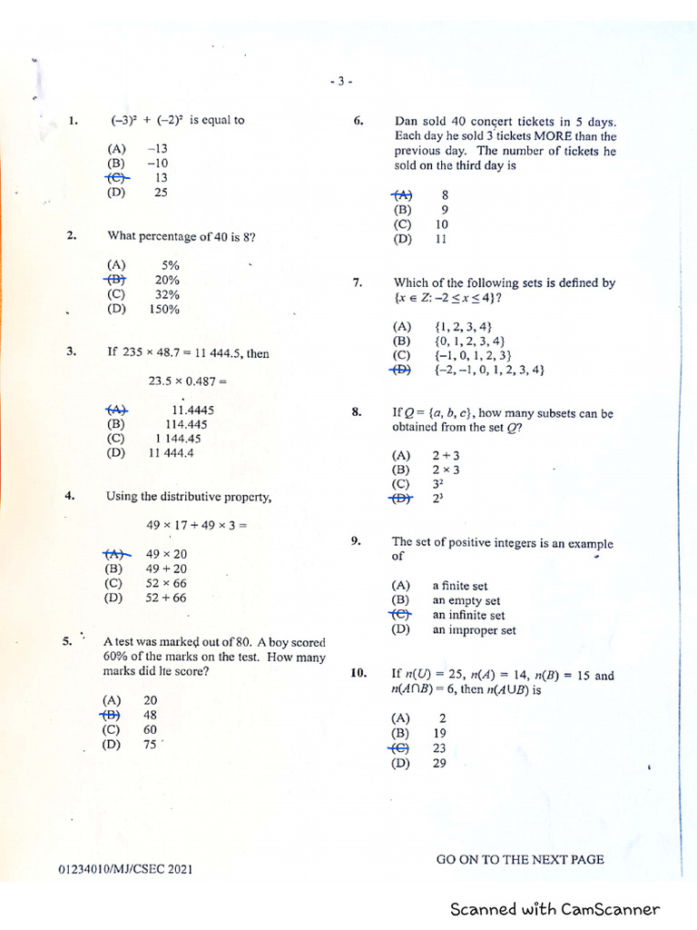 CSEC Mathematics P1 2021 | PDF