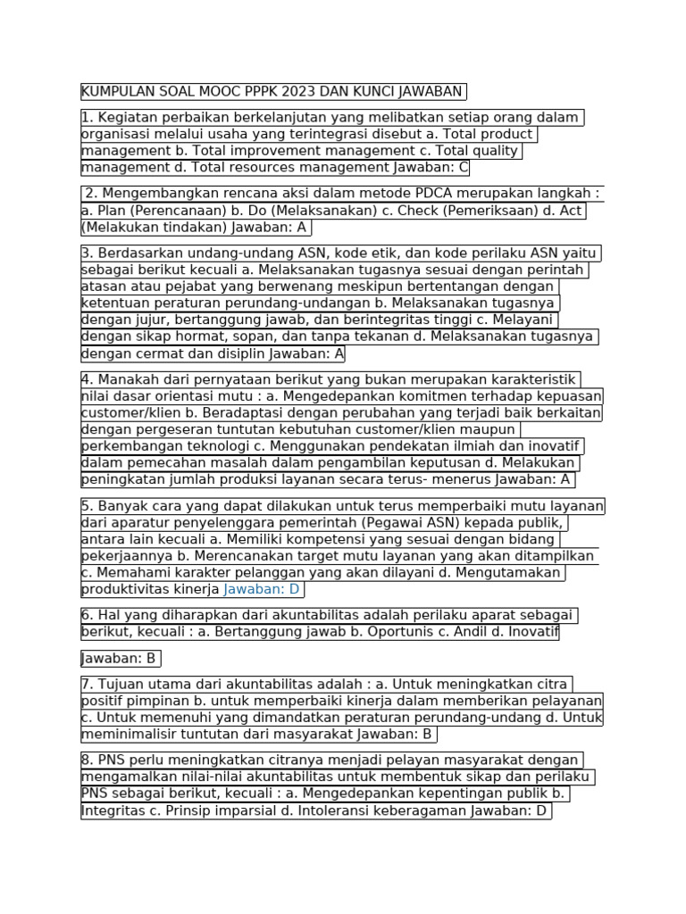 Kumpulan Soal Mooc PPPK 2023 Dan Kunci Jawaban | PDF