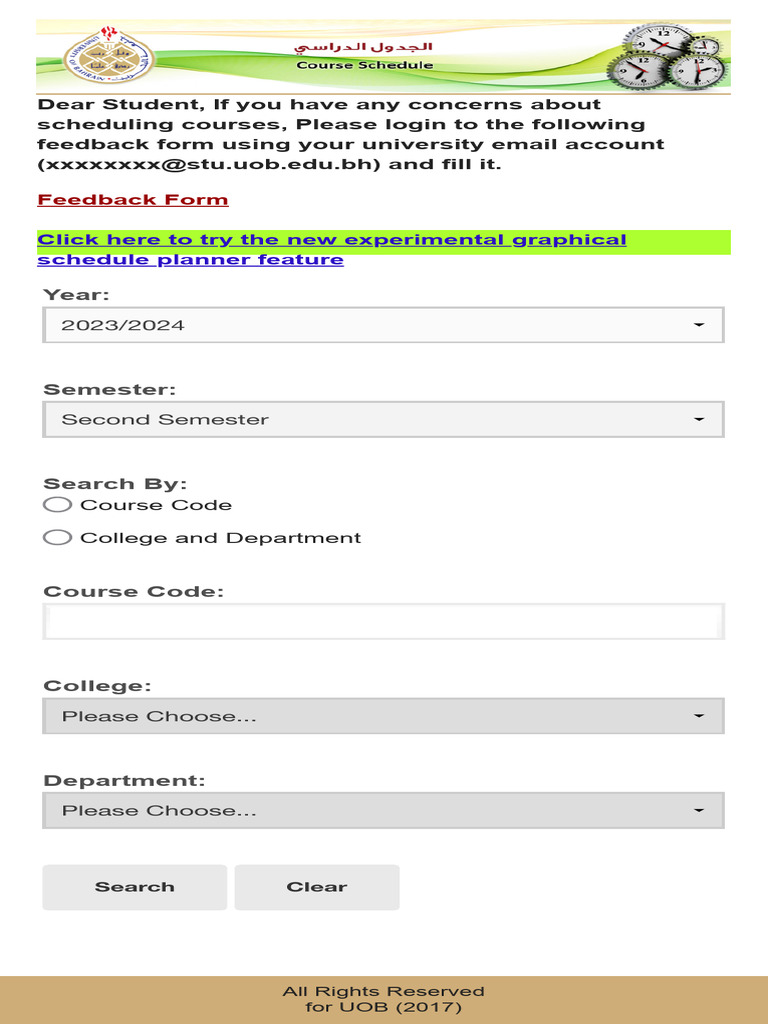UOB Course Schedule | PDF