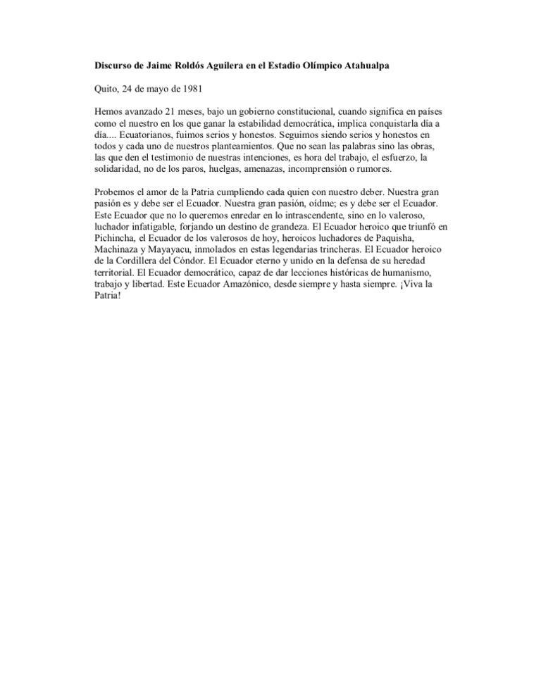 Discurso de Jaime Roldós Aguilera | PDF