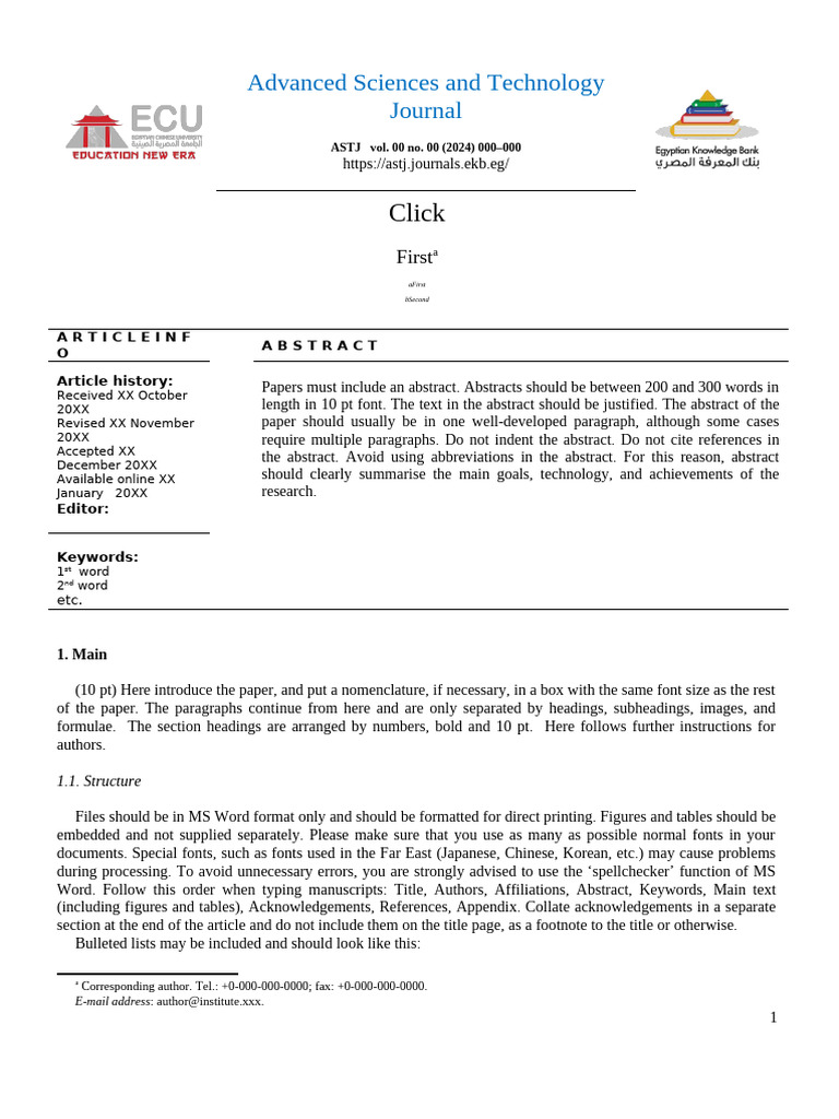 ASTJ Template 2025 | PDF | Paragraph | Abstract (Summary)