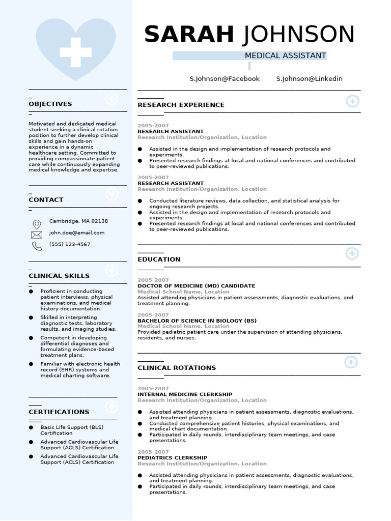 Medical Student CV Template A4 | PDF | Medical School | Medicine