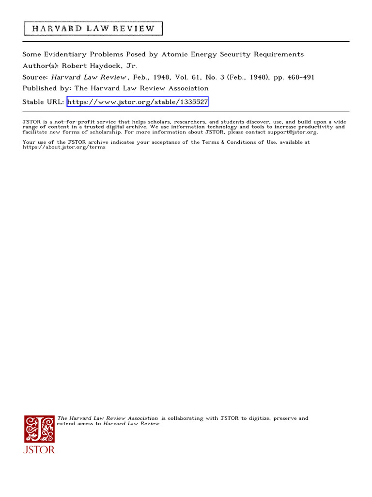 Robert Haydock-EvidentiaryProblemsPosed-1948 | PDF | Evidence (Law ...