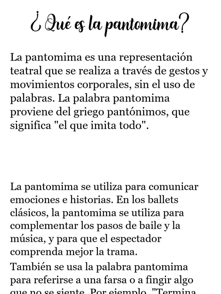 Qué Es La Pantomima | PDF