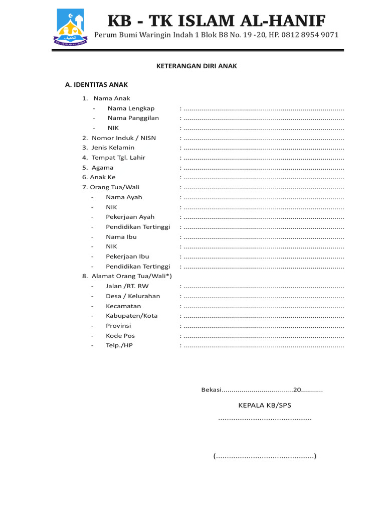 Isi Rapot TK A. rev | PDF