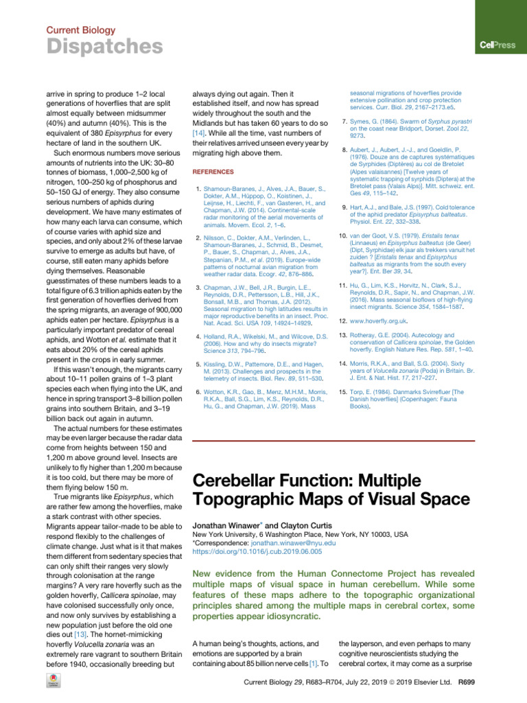 Cerebellar Function; Multiple Topographic Maps of Visual Space | PDF ...