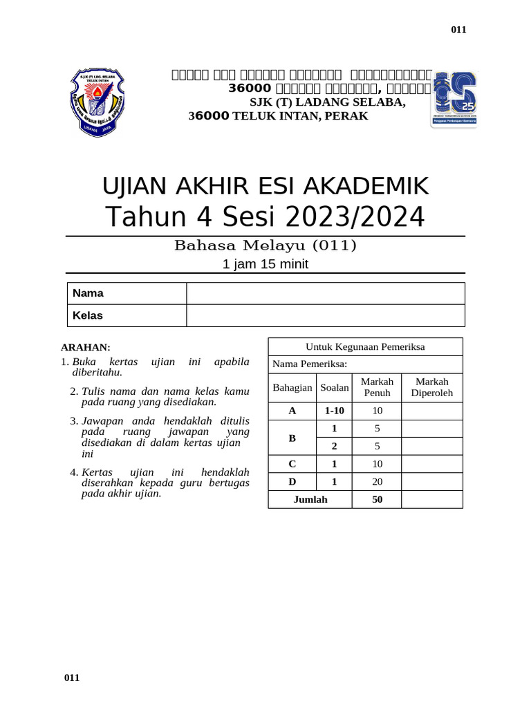 kertas uasa tahun 4 | PDF