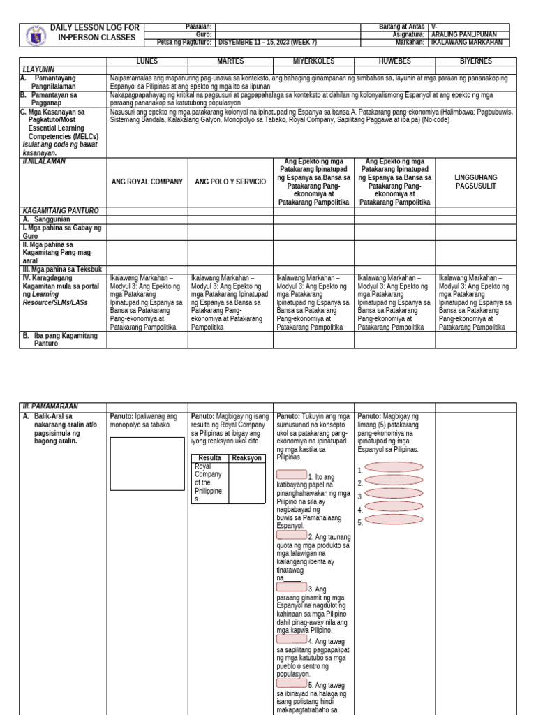 g5 q2w7 Dll AP (Melcs) | PDF