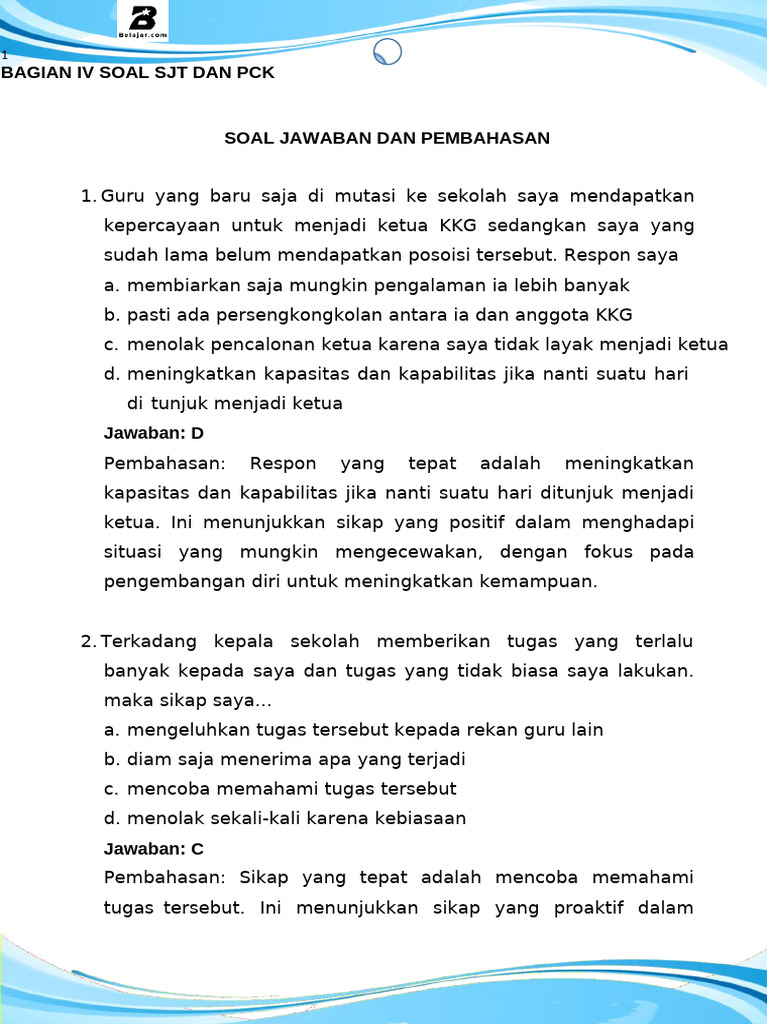 Soal SJT Dan PCK | PDF