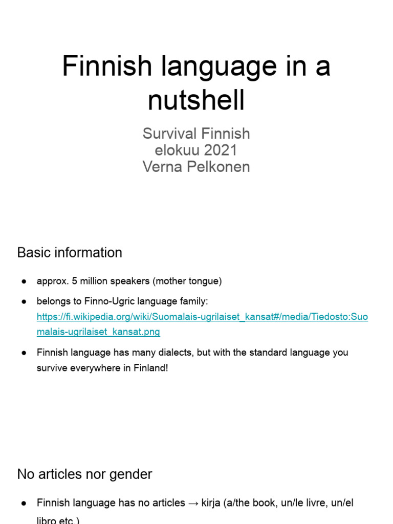1. Finnish language in a nutshell_survivalfinnish | PDF | Vowel | Word