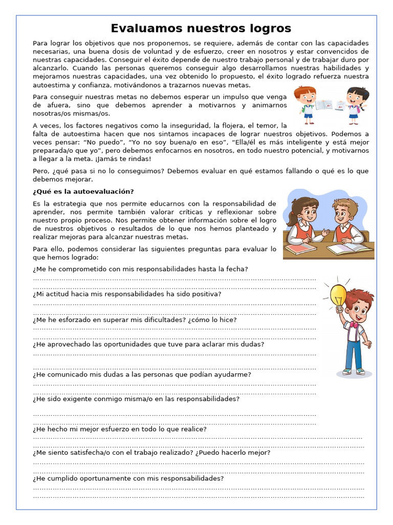 Evaluamos Nuestros Logros | PDF | Autoestima | Cognición