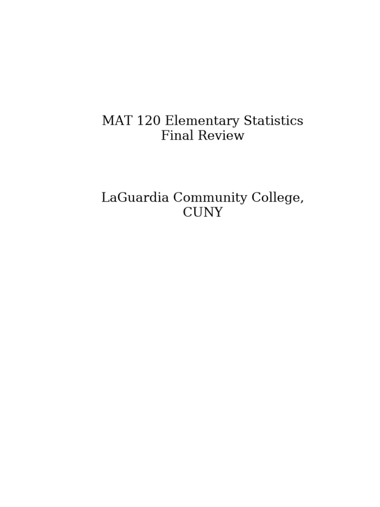 MAT 120 Statistics Final Review Guide | PDF | Probability Distribution | Mode (Statistics)