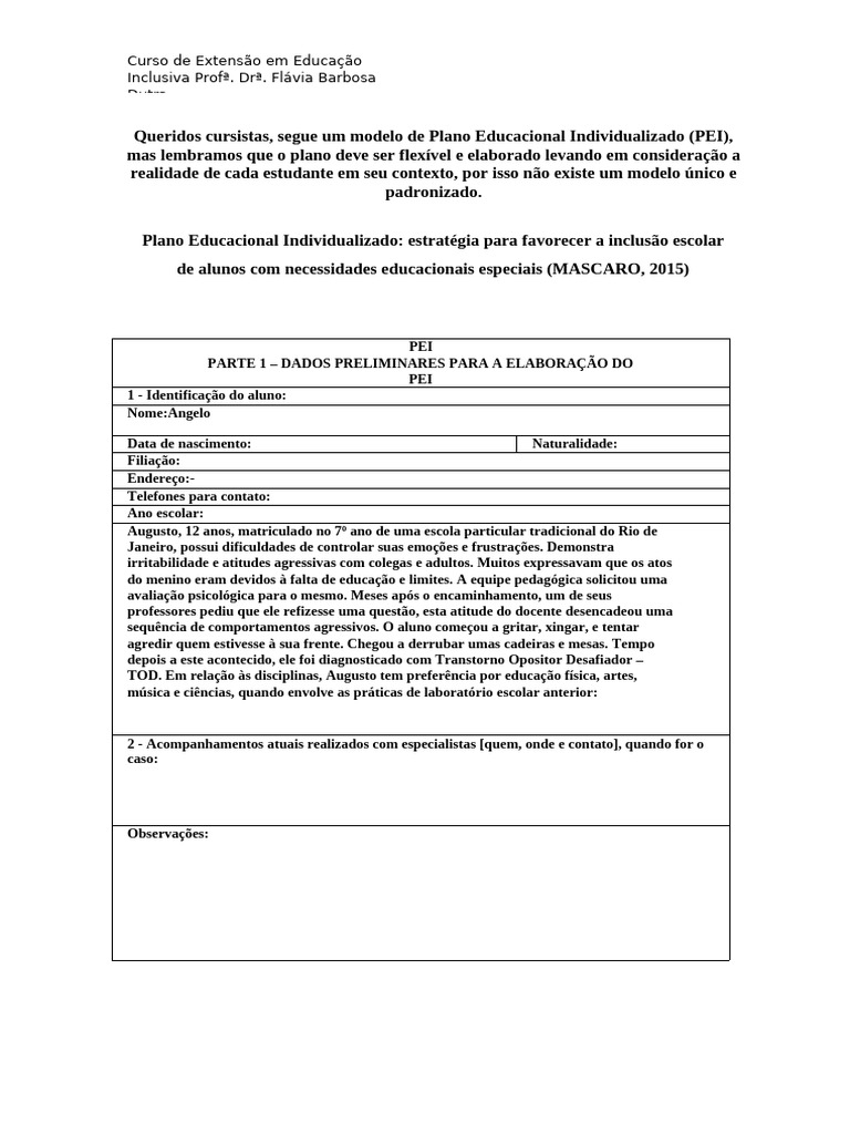 Modelo PEI | PDF | Pedagogia