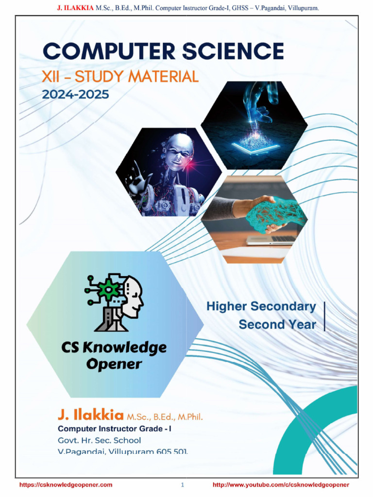 Xii - Cs em Study Material 2024-2025 | PDF