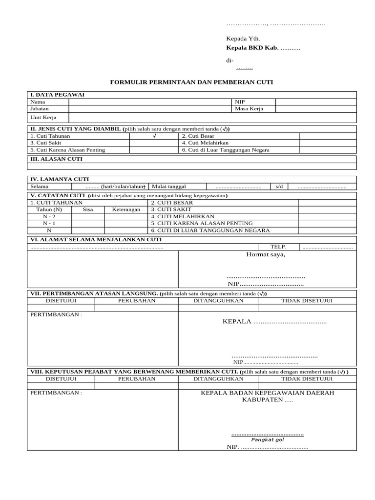 Form Izin Cuti Tahunan | PDF