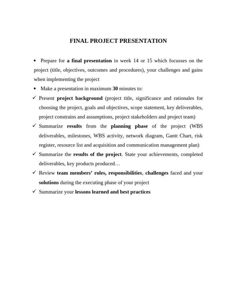 Final Report Presentation Guidelines | PDF