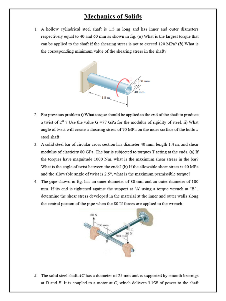 Torque and Shear Stress Calculations | PDF | Stress (Mechanics) | Shear Stress