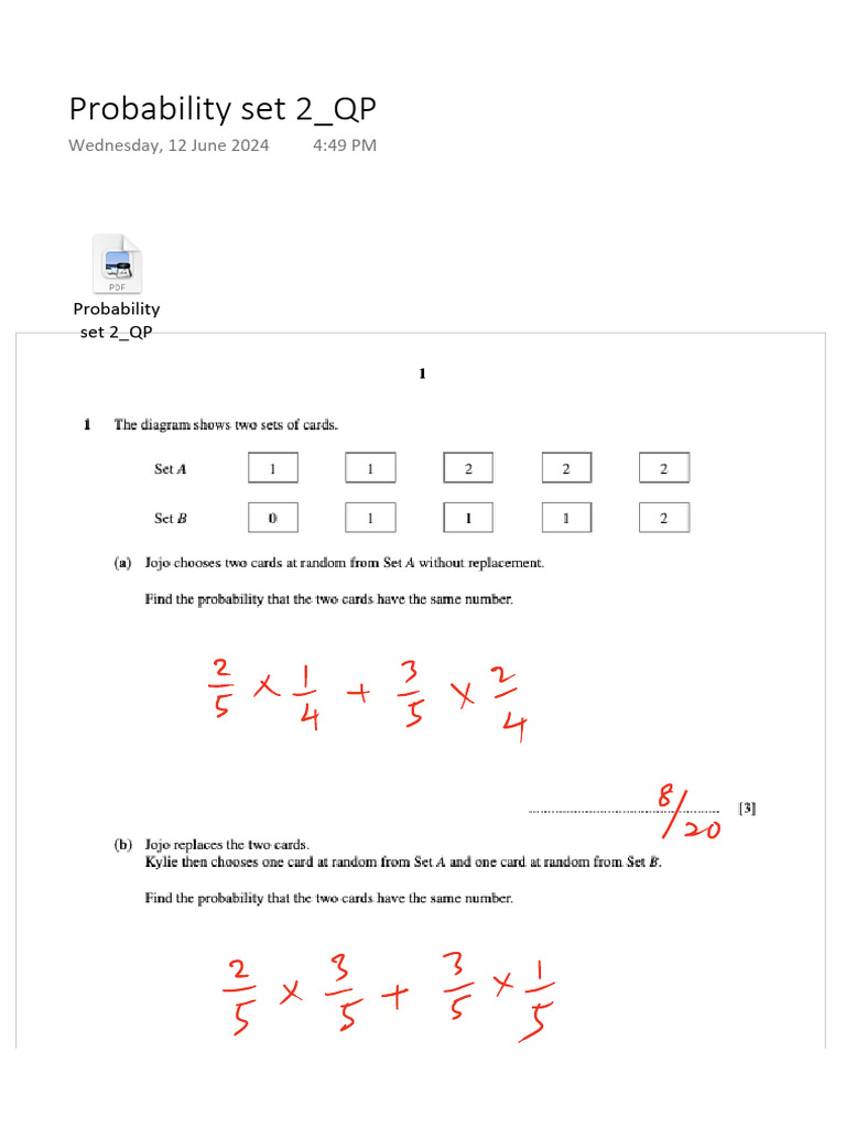 Probability Set 2 - QP | PDF