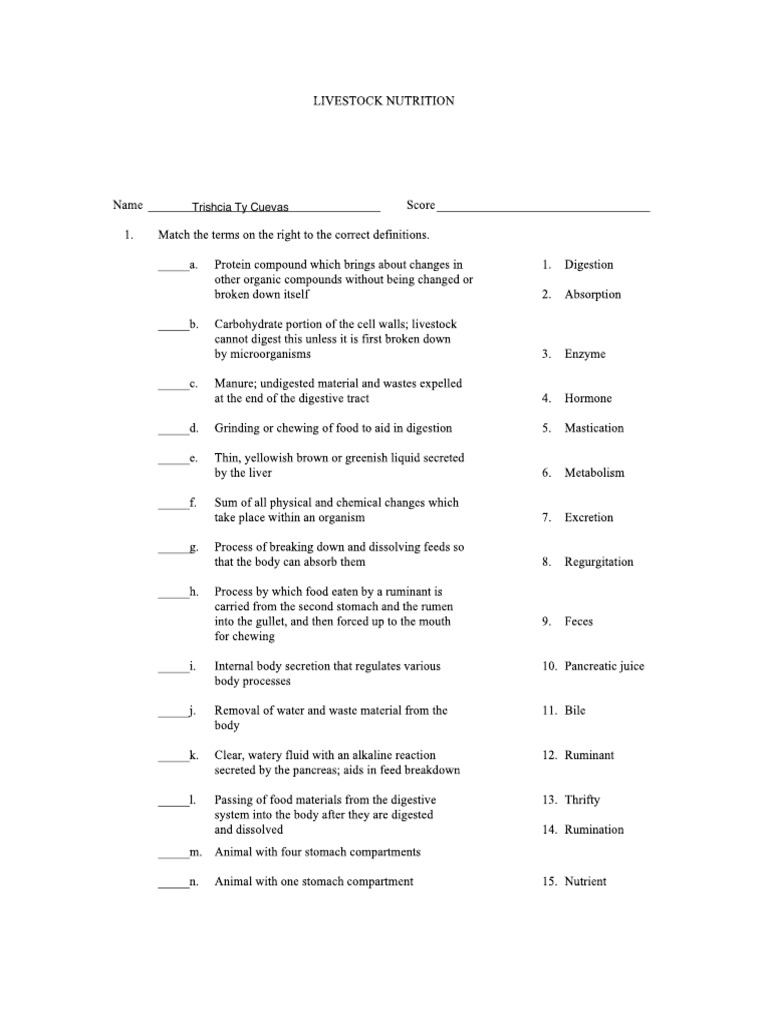 Ansci Lab 6 TRİSHCİA 2 | PDF | Digestion