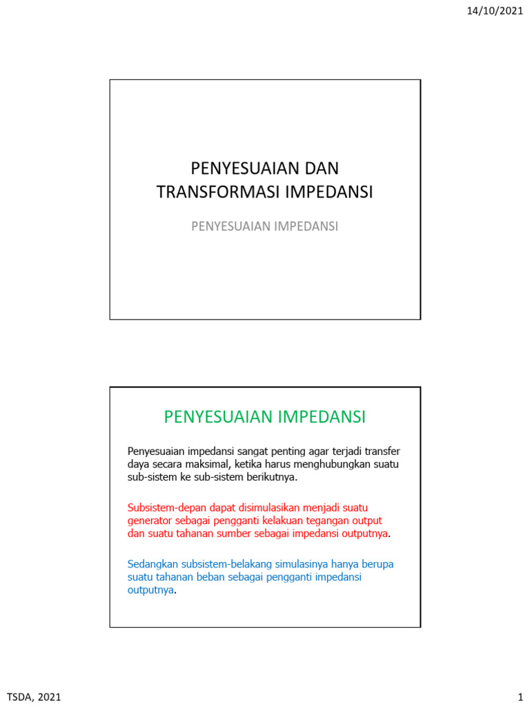 Penyesuaian Impedansi dalam Rangkaian Elektronik | PDF
