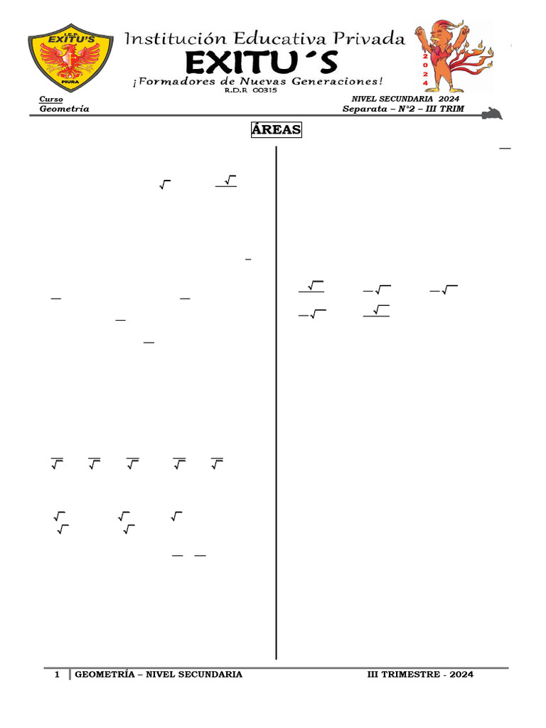 Separata #02 Nivel Secundaria Áreas | PDF | Triángulo | Rectángulo