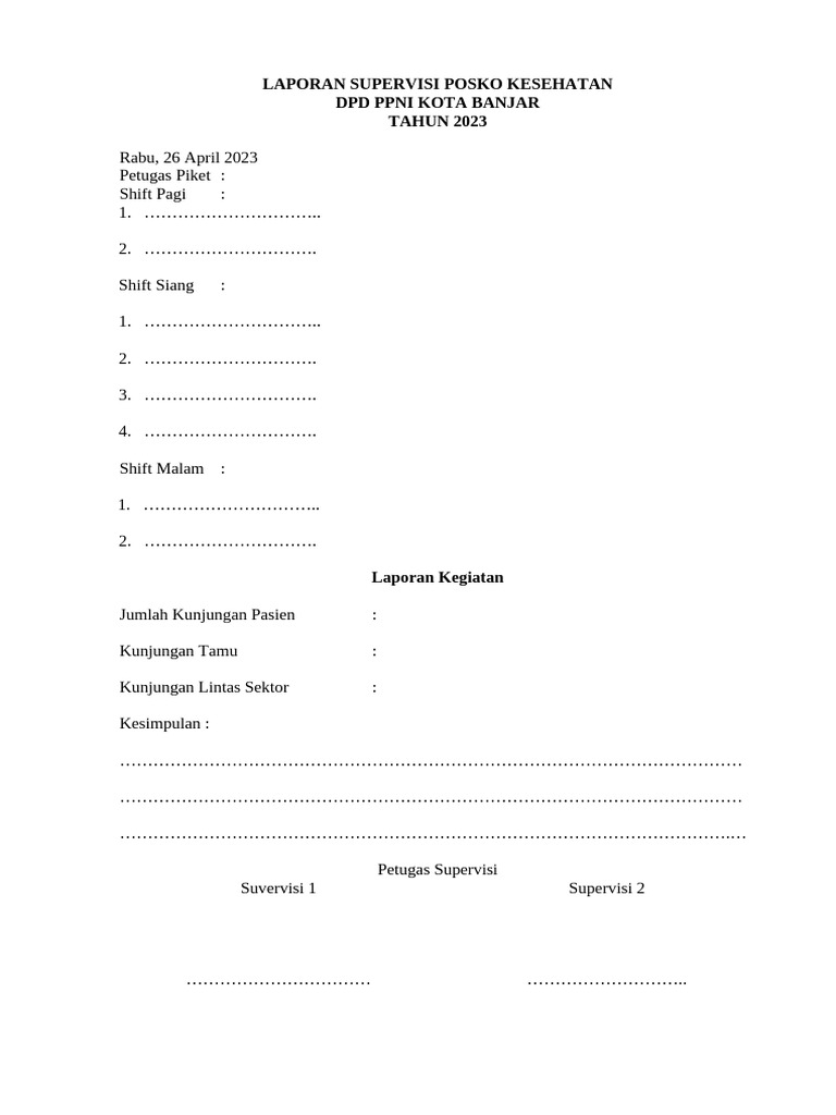 Laporan Supervisi Posko Kesehatan | PDF